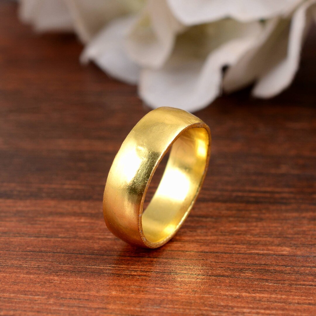 Minimalist Brass Gold Band Ring, Handmade Plain Gold Ring, Simple ...