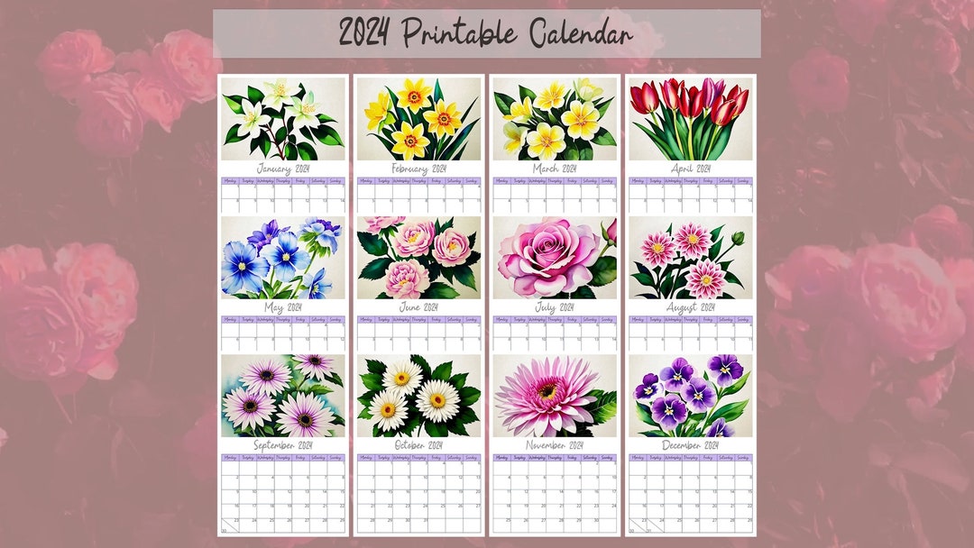 2024 Printable Monthly Calendar Monthly Planner Instant Download PDF ...