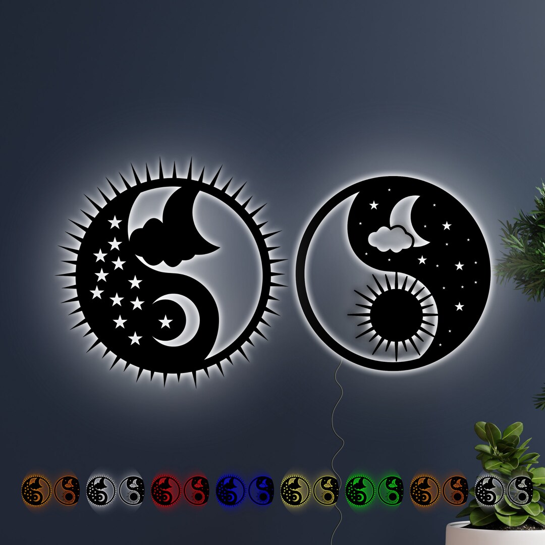 Ying Yang Multi Color LED Wall Decor With Remote Control&power Adapter ...
