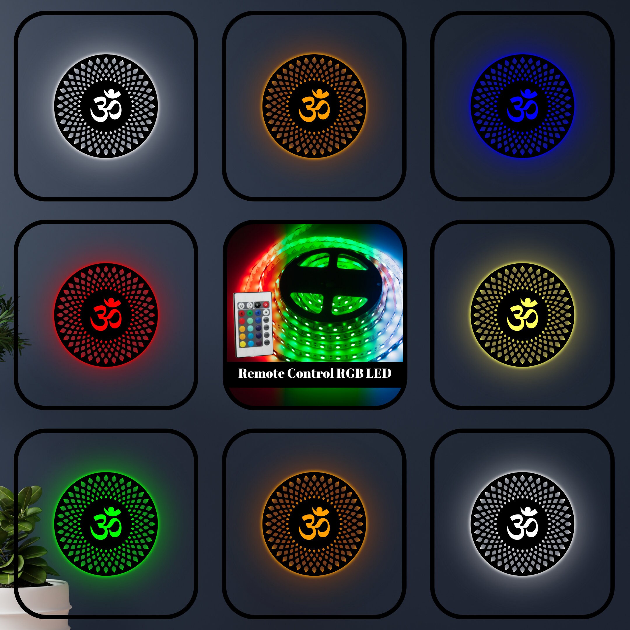 Yoga Meditation Multi Color LED Wall Decor With Remote Control&power ...