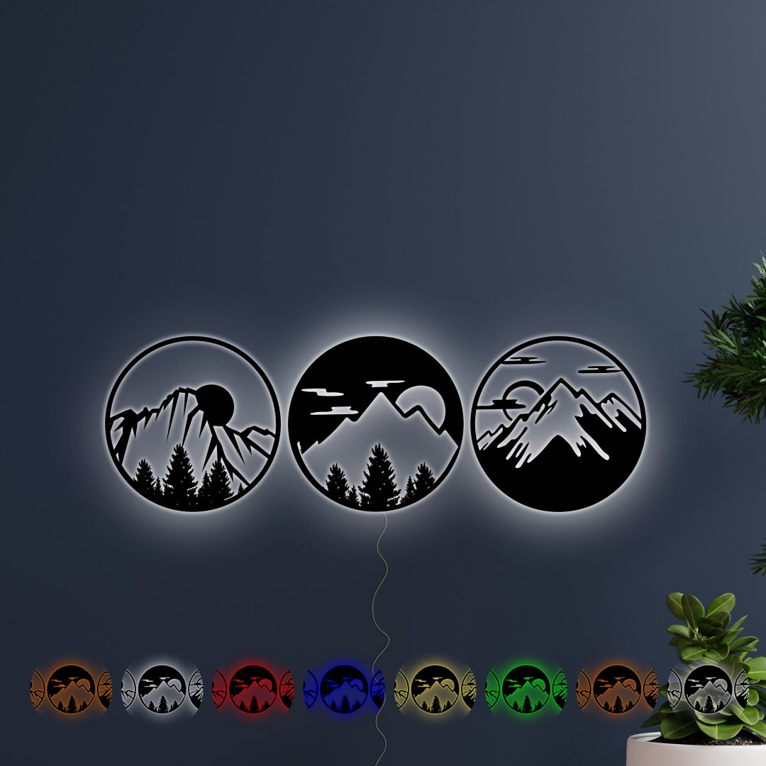 Mountain Multi Color LED Wall Decor With Remote Control&power Adapter ...