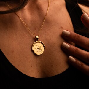 Personalized Evil Eye Fidget Necklace Spinner Jewelry, Handmade Dainty ...