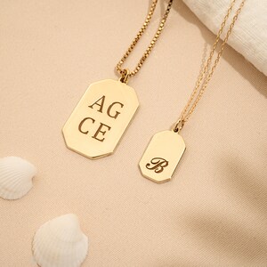 Custom Gold Dog Tag Necklace With Engraved Initials, Personalized ...