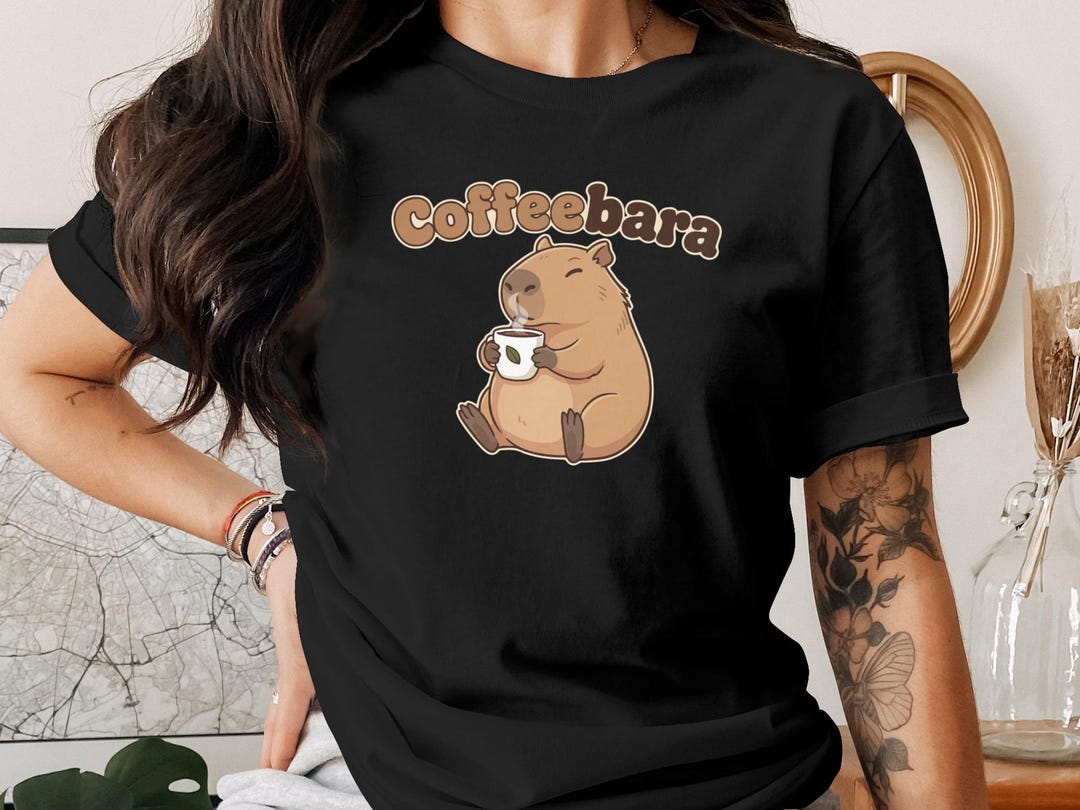 Coffeebara T-shirt – Cute Capybara Coffee Lover Tee | Cozy Coffee ...