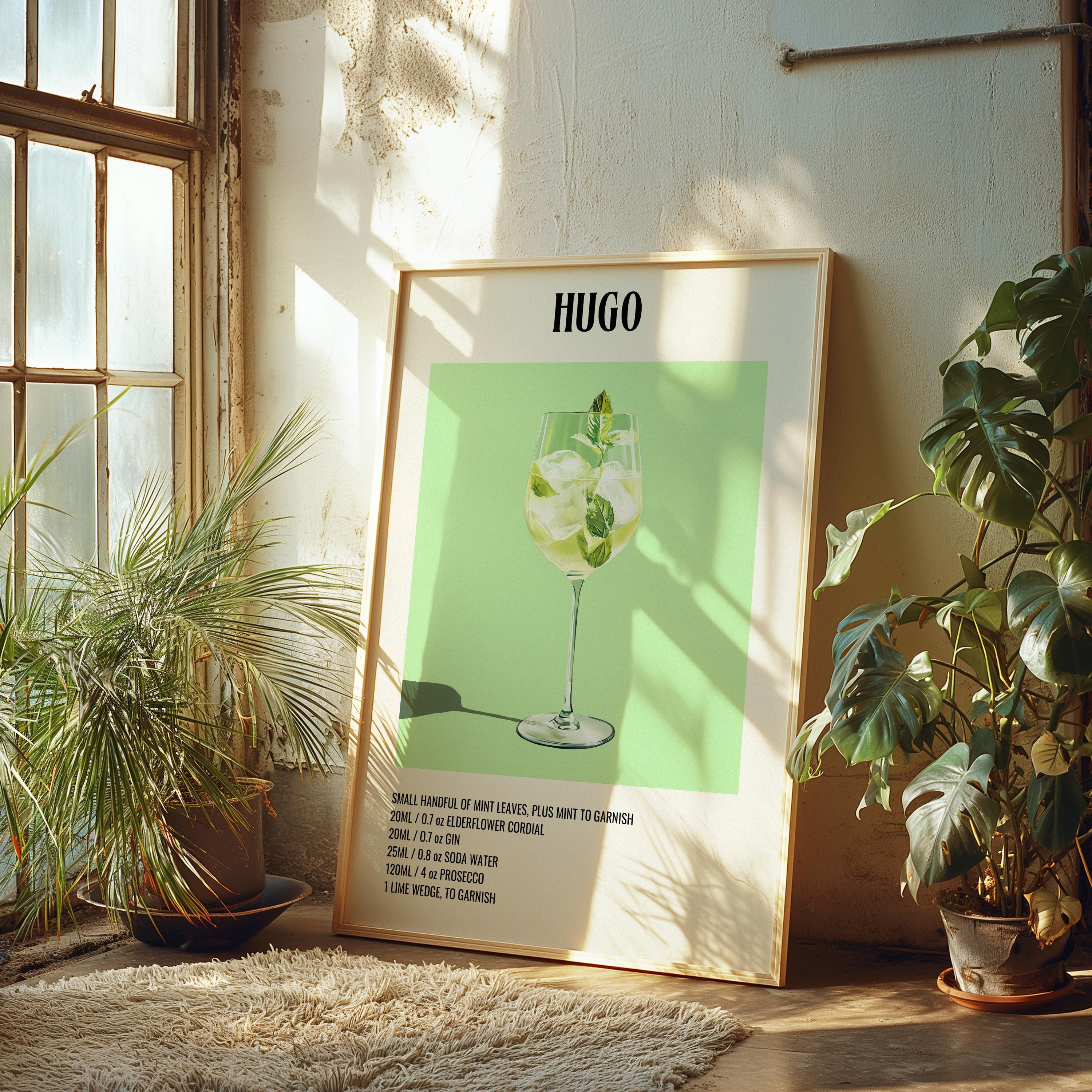 Hugo Cocktail Poster, Retro Poster Print, Printable Wall Art, Bar Print ...