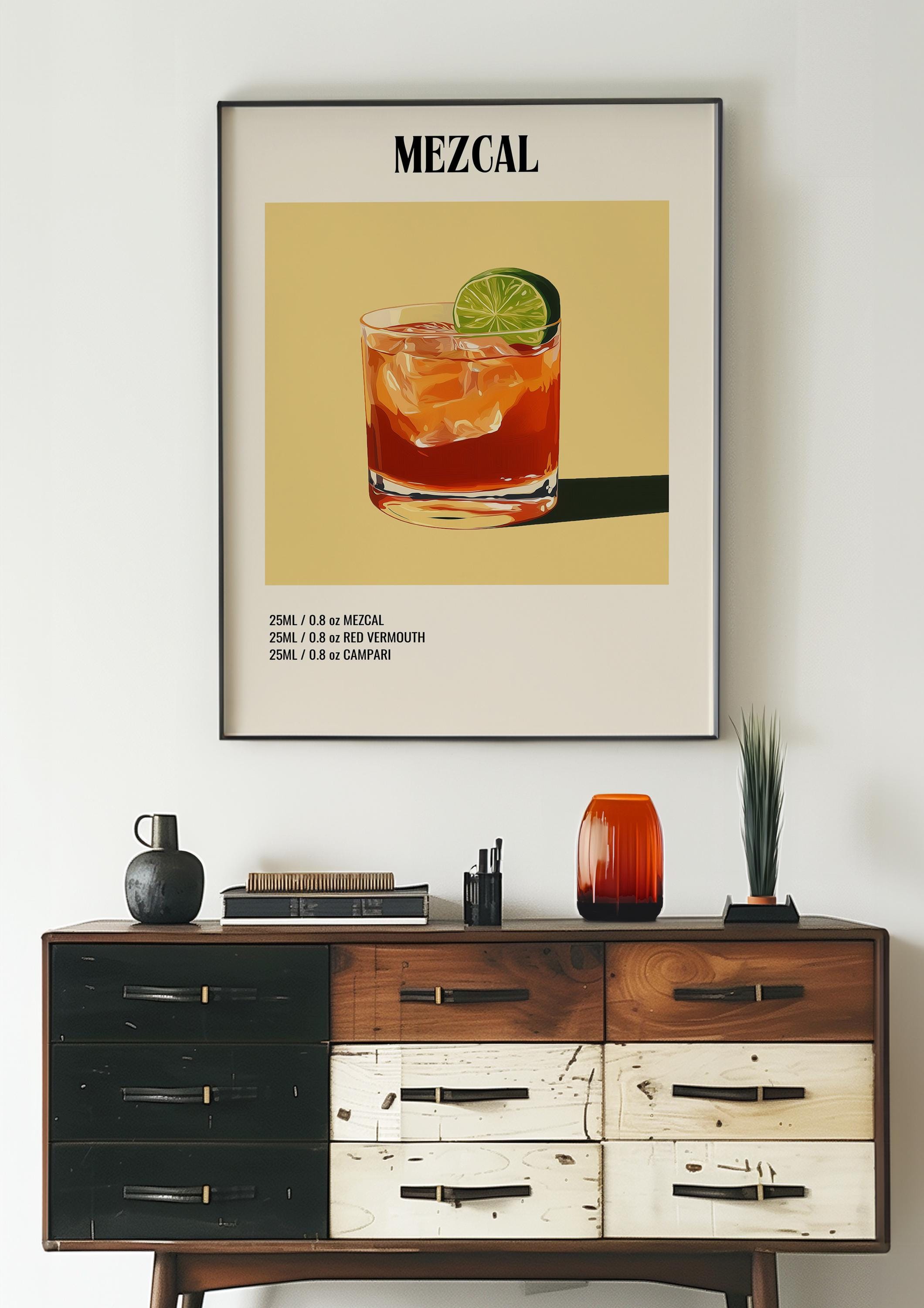 Mezcal Cocktail Poster, Retro Poster Print, Printable Wall Art, Bar ...