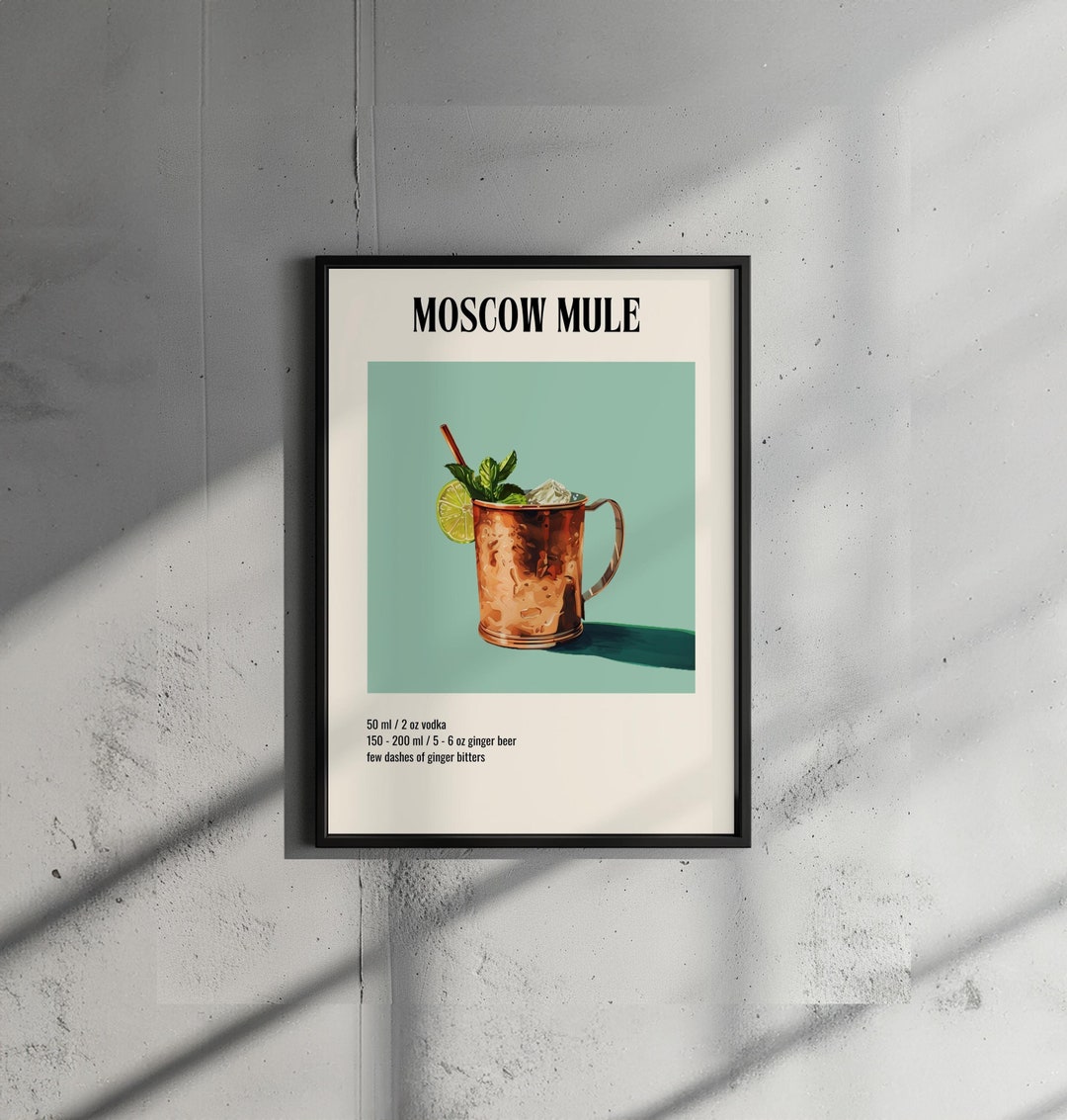 Moscow Mule Cocktail Poster, Retro Poster Print, Aesthetic Print ...