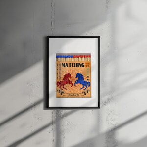Red & Blue Horses - Matchbox Print, Trendy Vintage Matches Poster ...