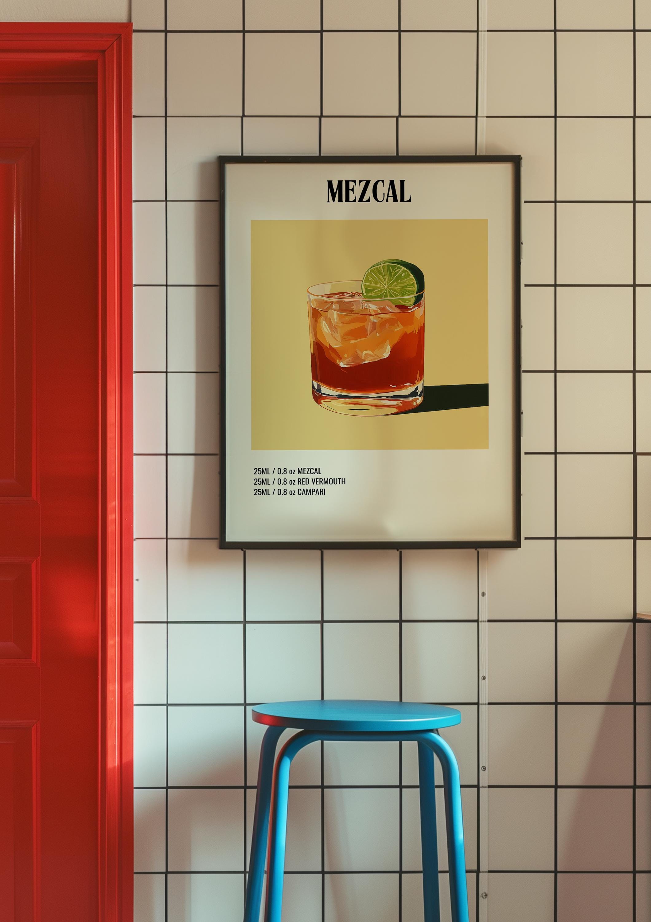 Mezcal Cocktail Poster, Retro Poster Print, Printable Wall Art, Bar ...