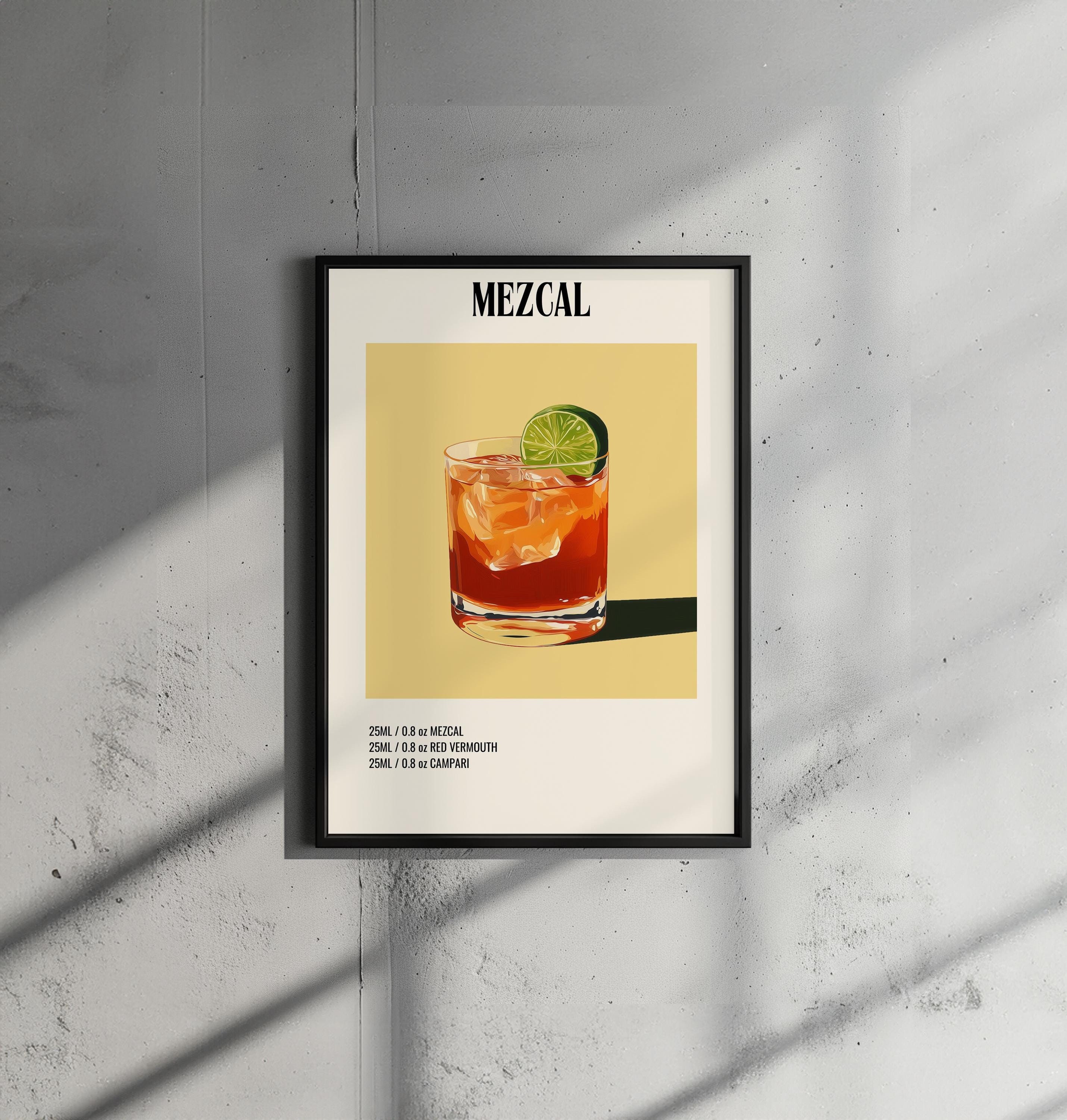 Mezcal Cocktail Poster, Retro Poster Print, Printable Wall Art, Bar ...