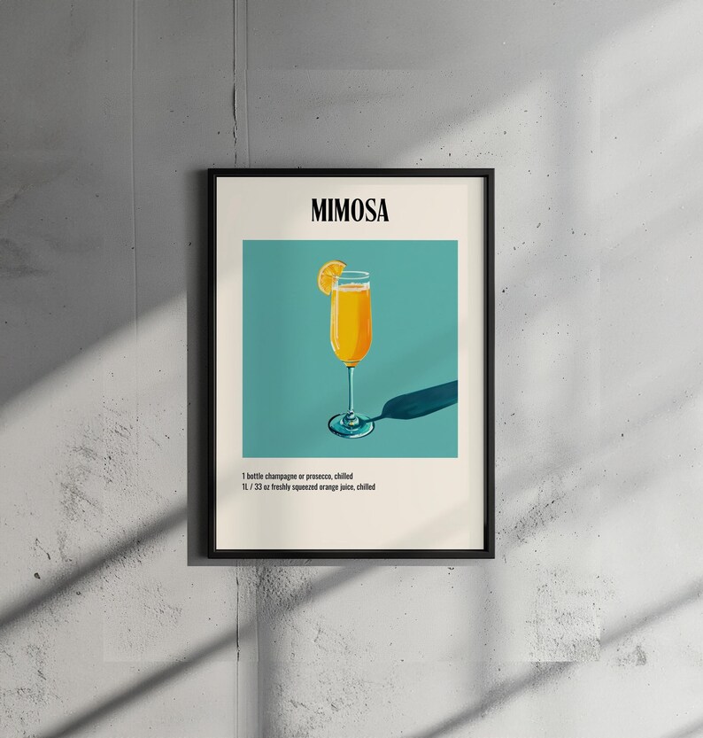 Mimosa Cocktail Poster, Retro Poster Print, Aesthetic Print, Printable ...