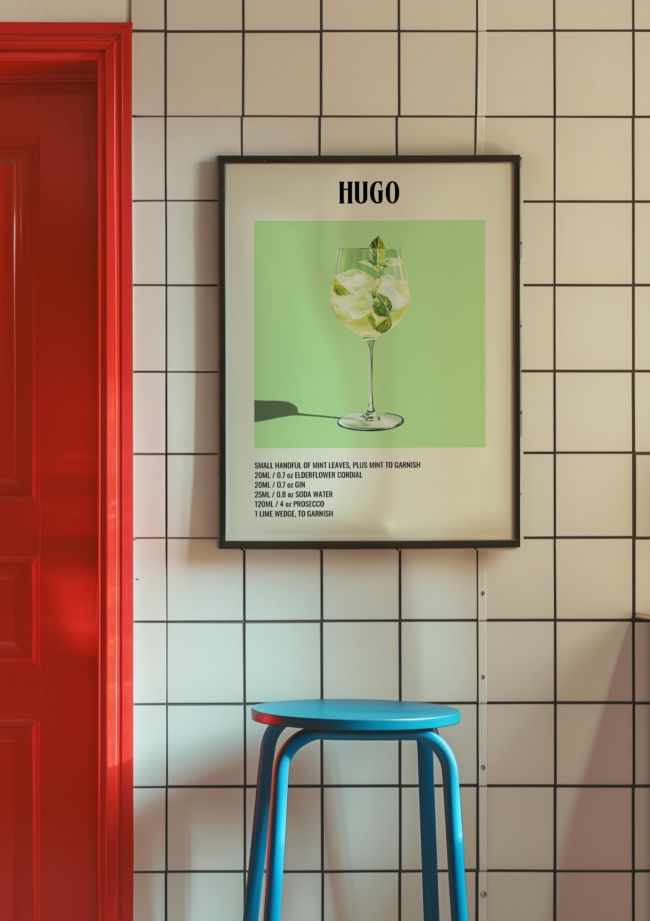 Hugo Cocktail Poster, Retro Poster Print, Printable Wall Art, Bar Print ...
