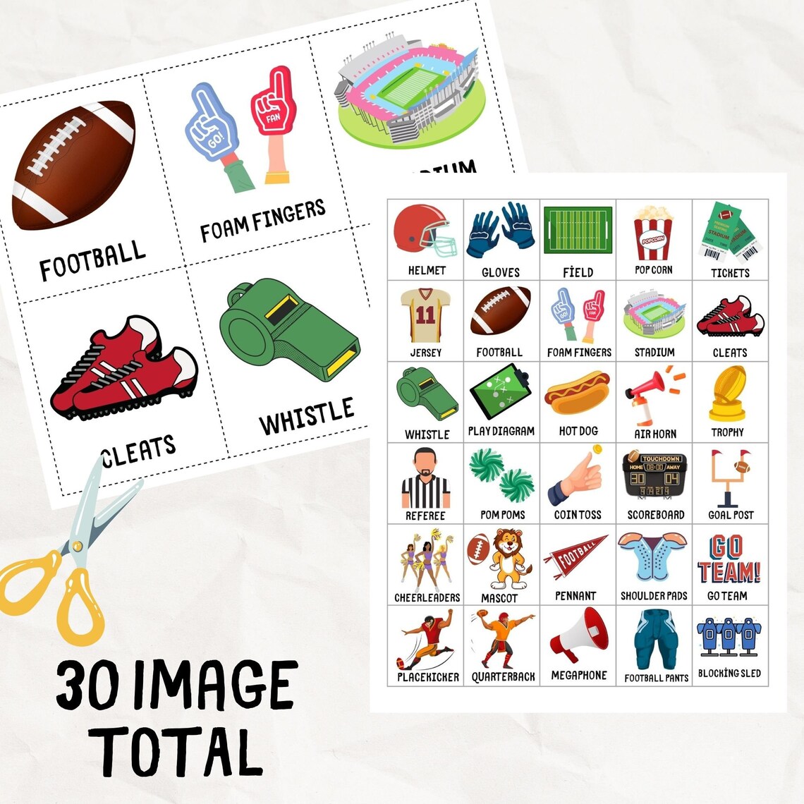 Football Bingo, 50 Football Bingo Cards, Football Activity, Kid's ...