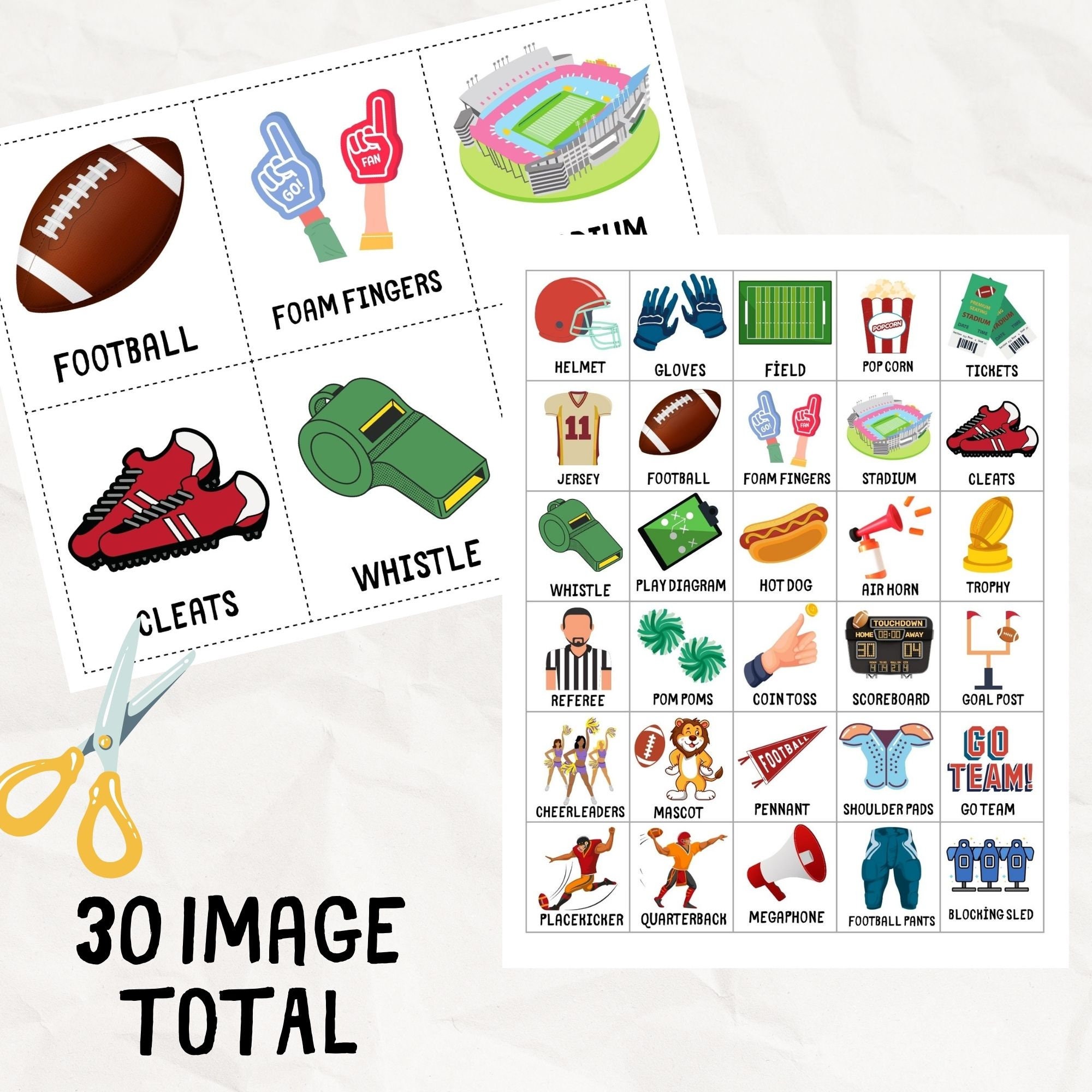 Football Bingo, 50 Football Bingo Cards, Football Activity, Kid's ...
