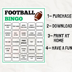 Football Bingo, 30 Football Bingo Cards, Football Activity, Kid's ...