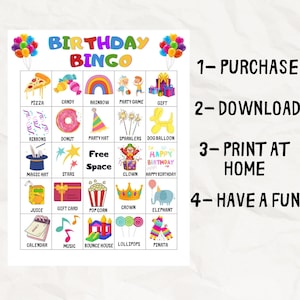 Birthday Bingo, 30 Birthday Bingo Game, Kids Birthday Game, Happy ...