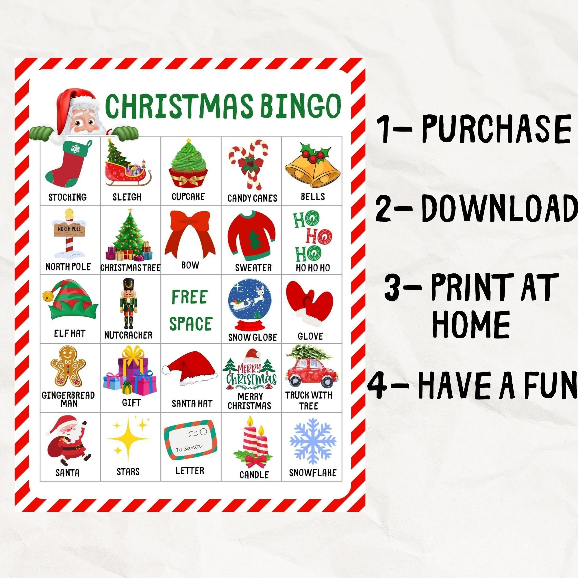 Christmas Bingo, 50 Christmas Bingo Cards, Christmas Activity, Kids ...