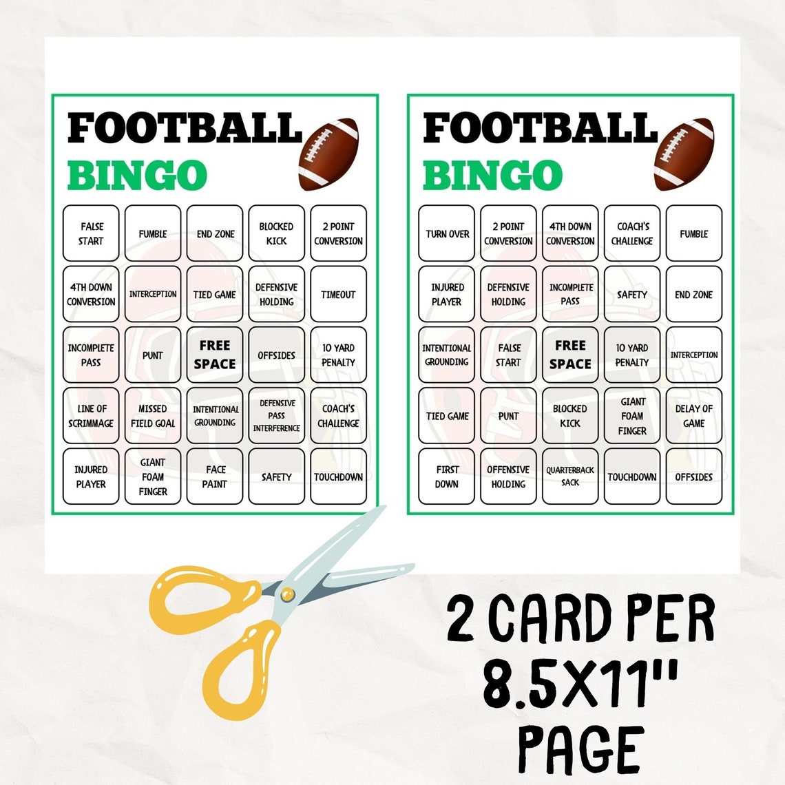 Football Bingo, 30 Football Bingo Cards, Football Activity, Kid's ...