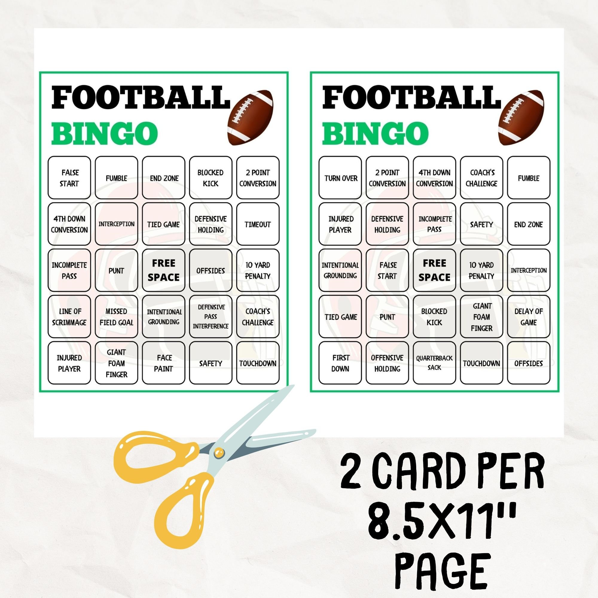 Football Bingo, 30 Football Bingo Cards, Football Activity, Kid's ...