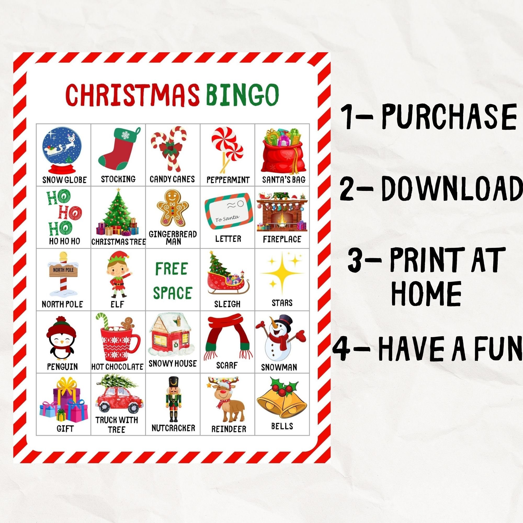 Christmas Bingo, 30 Printable Christmas Bingo Cards, Christmas Activity ...