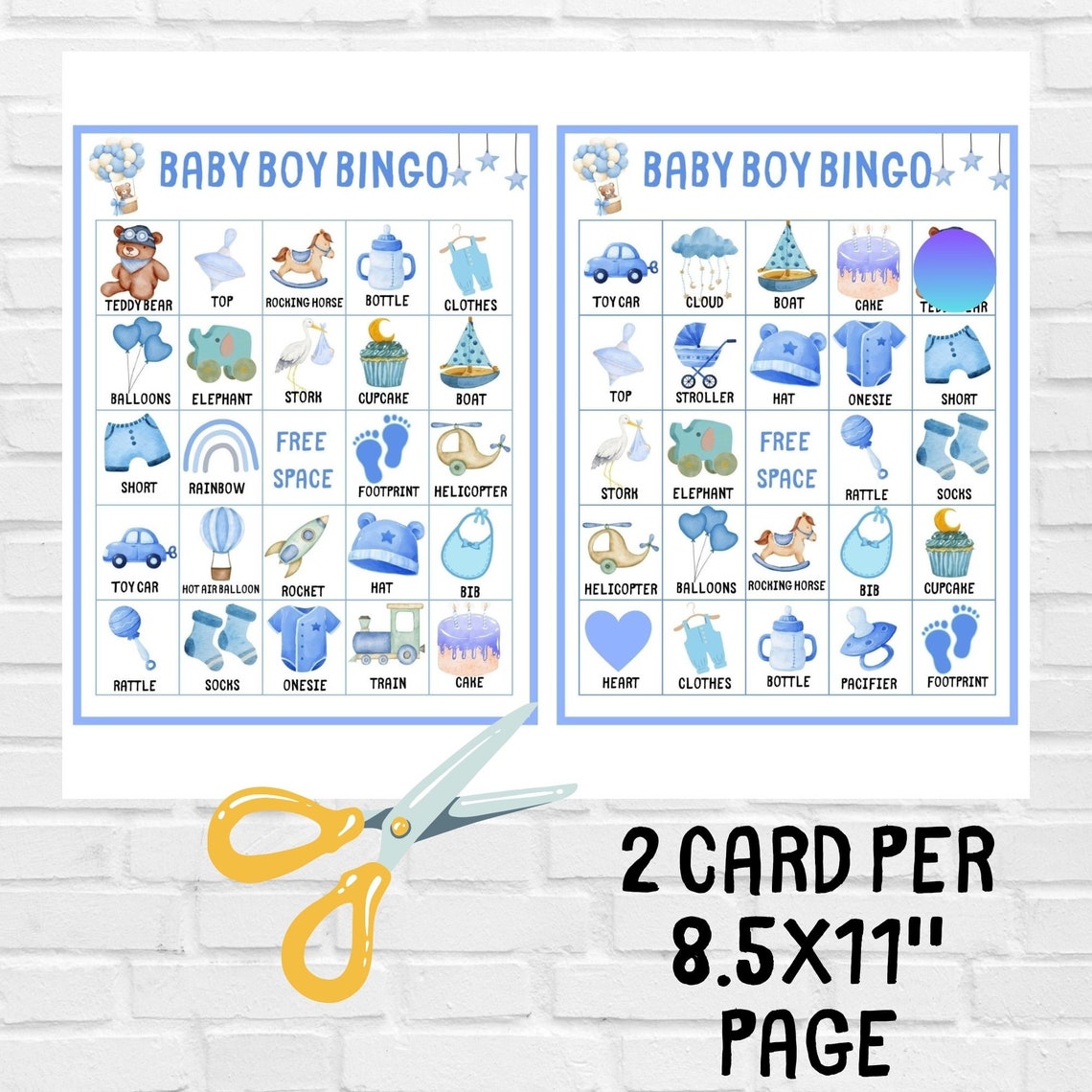 Baby Boy Bingo Game Instant Digital Download, Boy Baby Shower Bingo ...