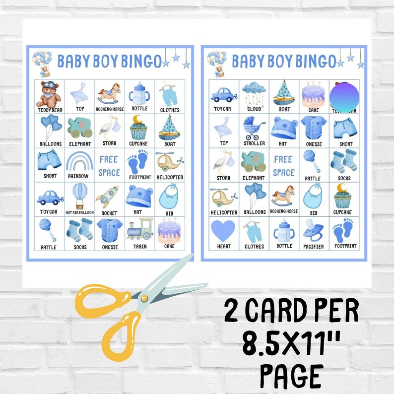 Baby Boy Bingo Game Instant Digital Download, Boy Baby Shower Bingo ...