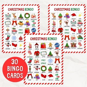 Christmas Bingo, 30 Printable Christmas Bingo Cards, Christmas Activity ...