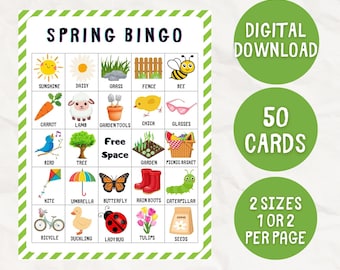 30 Spring Bingo Cards Printable Game, Spring Bingo Kids Classroom ...