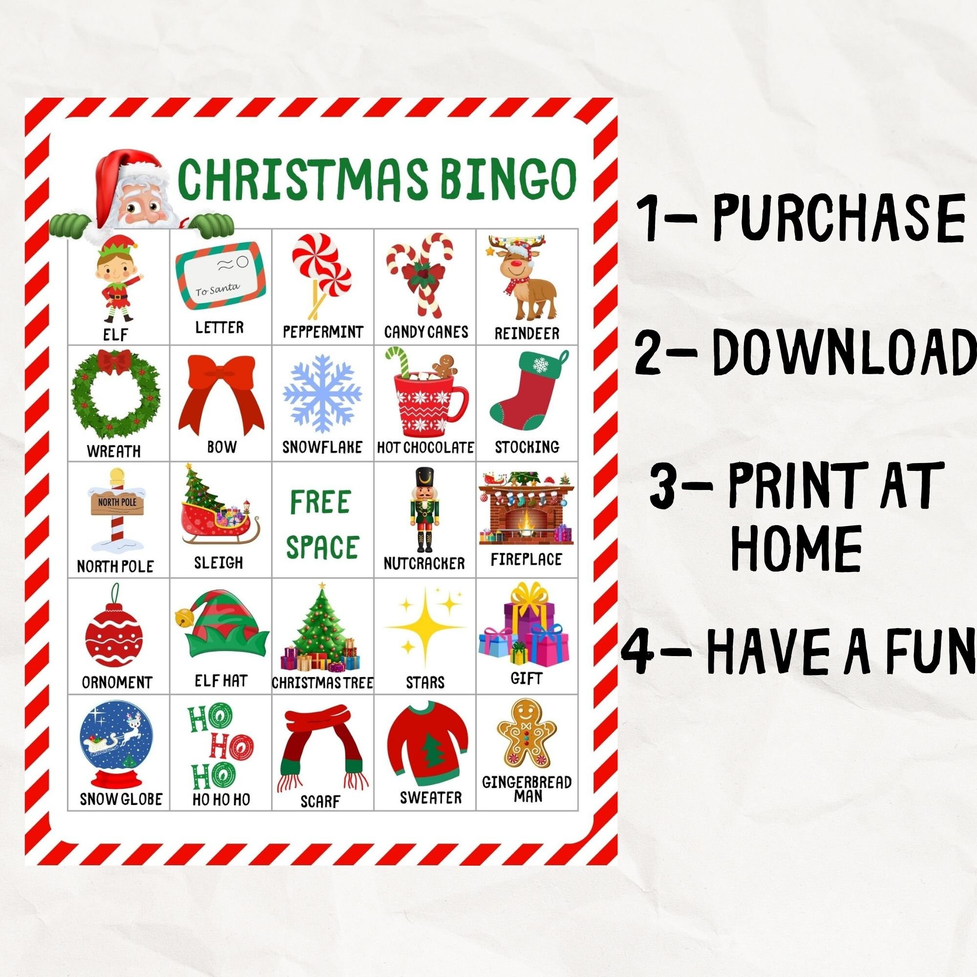 30 Christmas Bingo Cards, Christmas Bingo, Christmas Activity, Kids ...