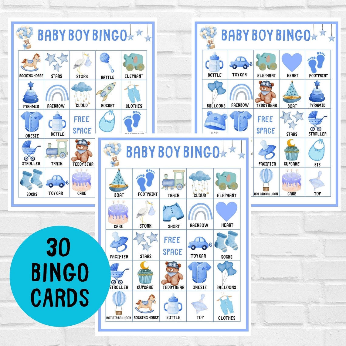 Baby Boy Bingo Game Instant Digital Download, Boy Baby Shower Bingo ...