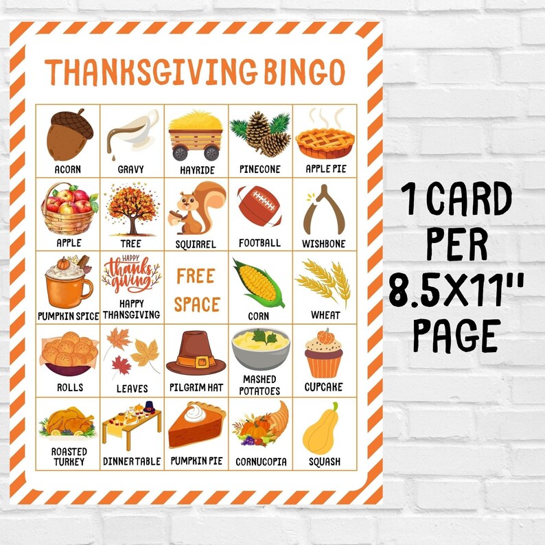 Thanksgiving Bingo, 30 Printable Thanksgiving Bingo Cards, Classroom ...