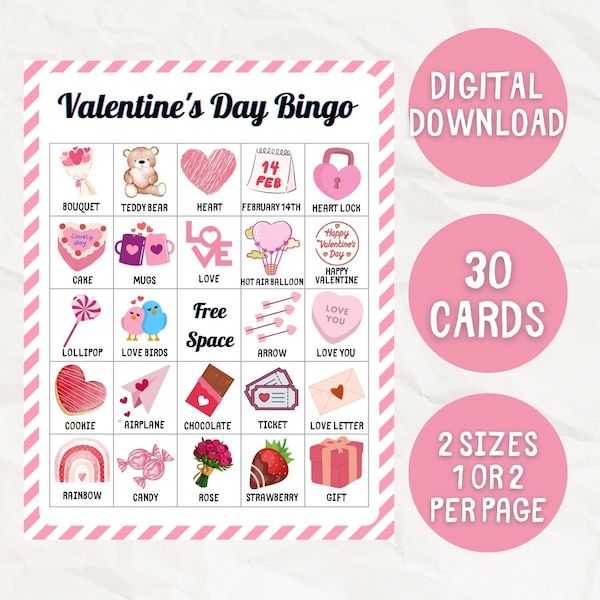 Valentine Bingo Cards - Etsy