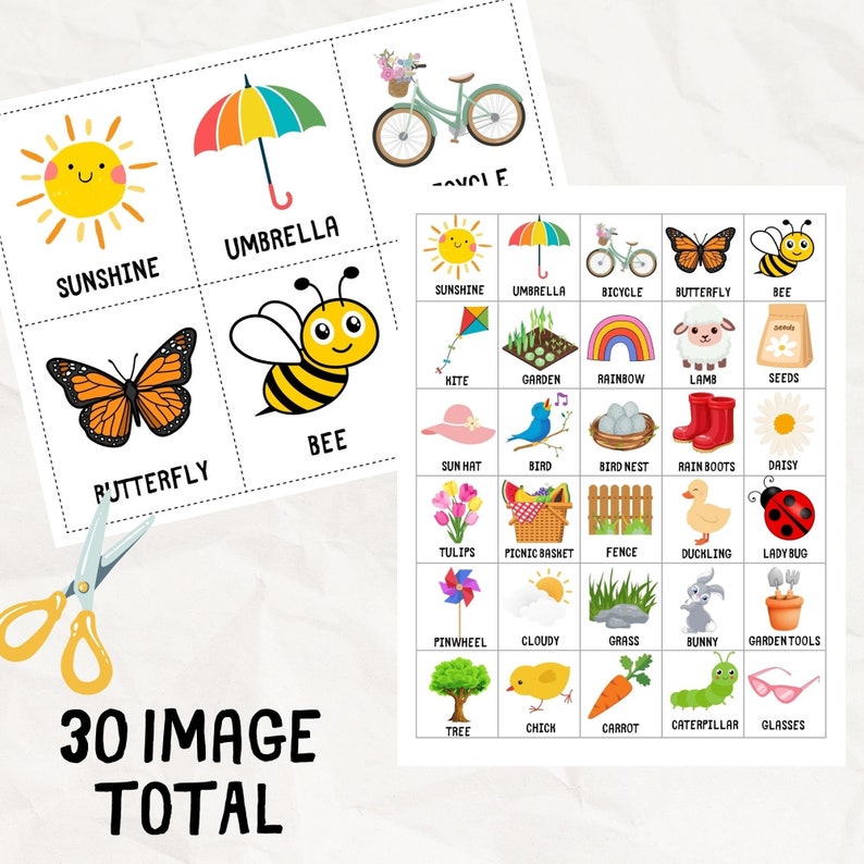 30 Spring Bingo Cards, Printable Spring Bingo Game, Bingo Spring ...