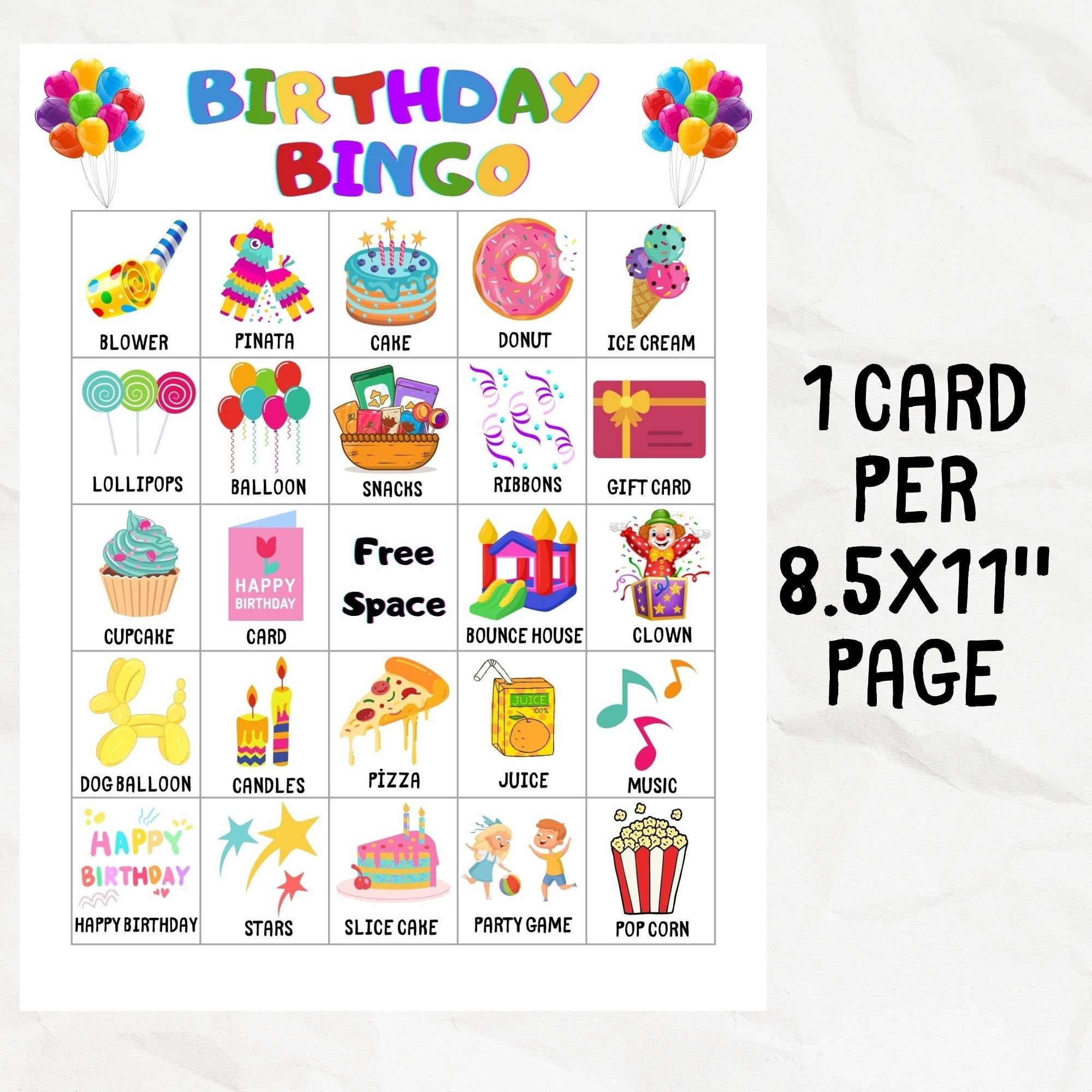 Birthday Bingo, 50 Birthday Bingo Game, Kids Birthday Game, Happy ...