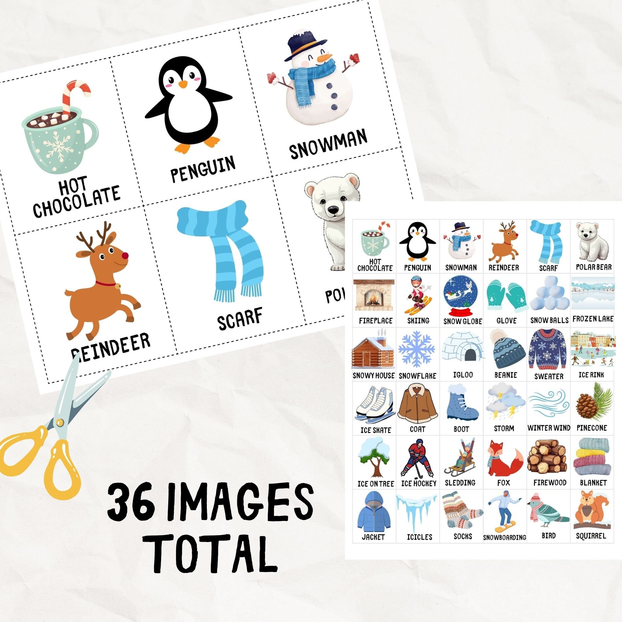 Winter Bingo, 50 Winter Bingo Cards, Winter Activity for Kids, Winter ...