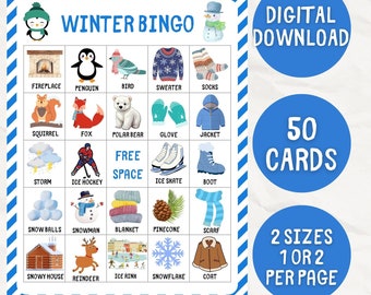 Winter Bingo, 30 Printable Winter Bingo Cards, Winter Activity for Kids ...
