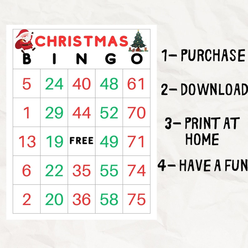 Christmas Bingo, 300 Christmas Bingo Cards, 1-2 or 4 per Page ...