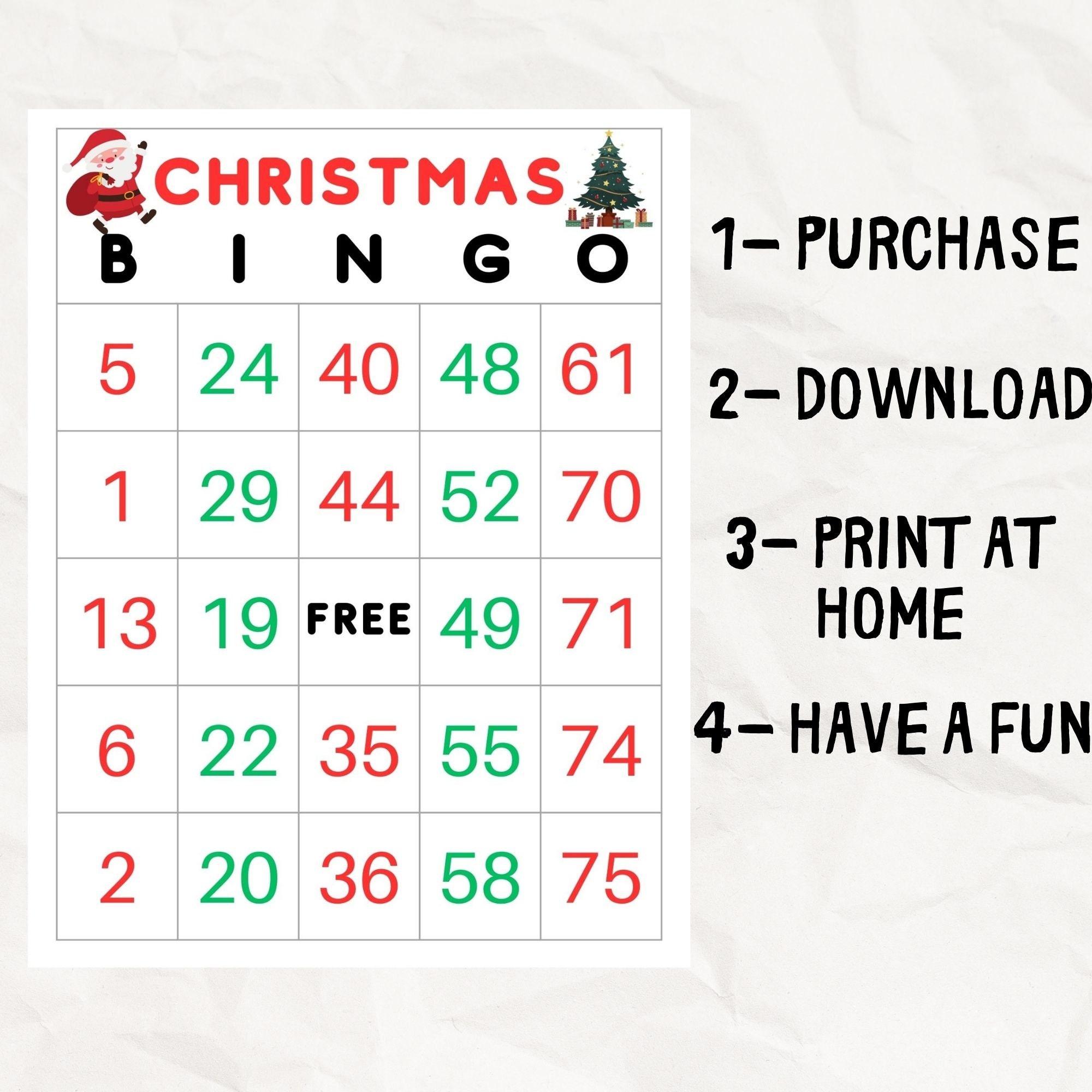 Christmas Bingo, 300 Christmas Bingo Cards, 1-2 or 4 per Page ...