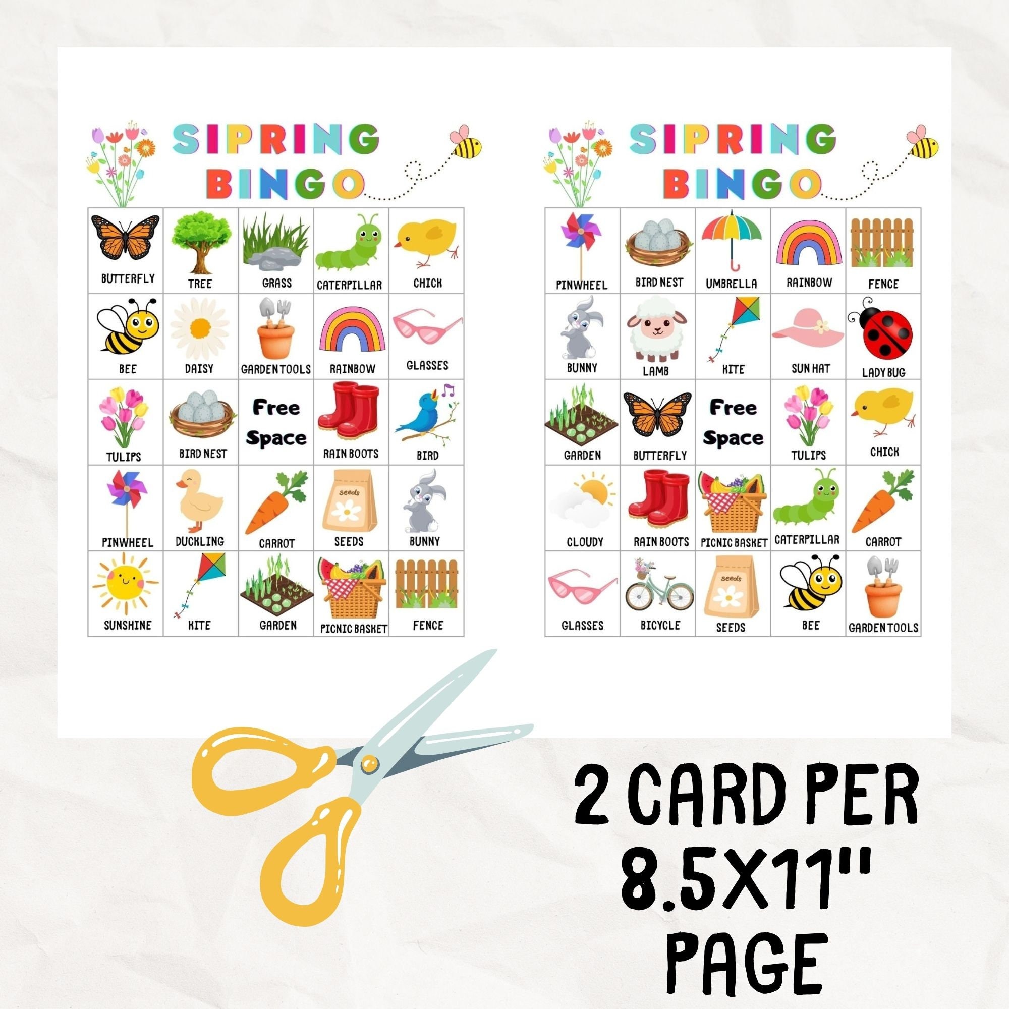 50 Spring Bingo Cards, Printable Spring Bingo Game, Bingo Spring ...