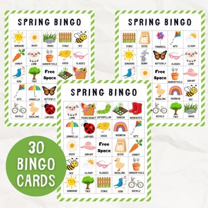 30 Spring Bingo Cards, Printable Spring Bingo Game, Bingo Spring ...