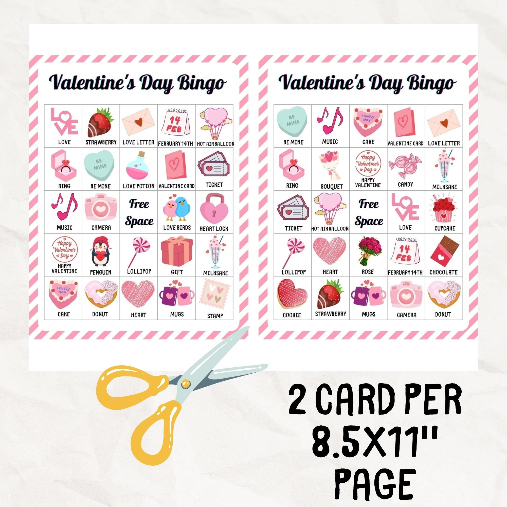Valentine's Day Bingo, 50 Printable Valentine's Bingo Card, Valentine's ...