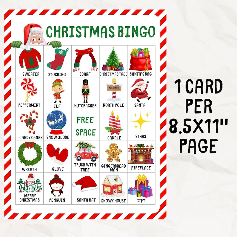 30 Christmas Bingo Cards, Christmas Bingo, Christmas Activity, Kids ...