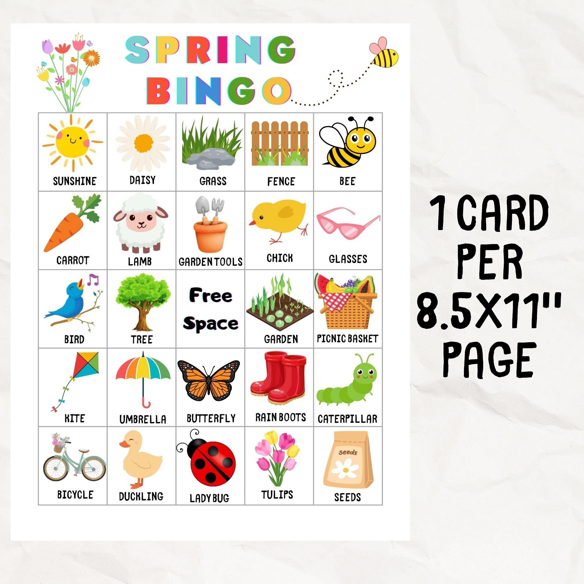 50 Spring Bingo Cards, Printable Spring Bingo Game, Bingo Spring ...