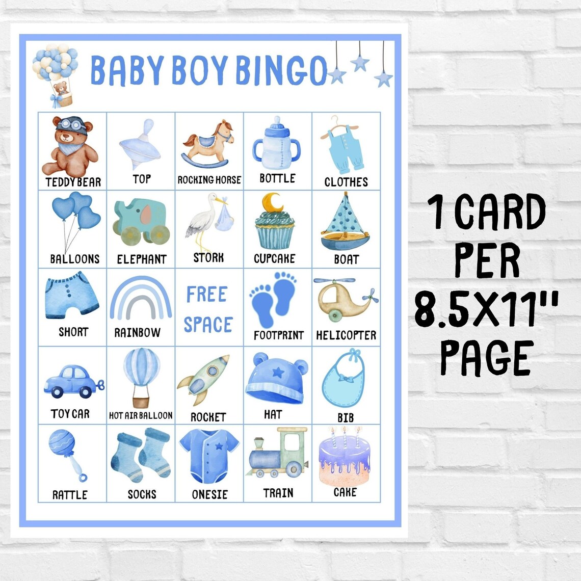 Baby Boy Bingo Game Instant Digital Download, Boy Baby Shower Bingo ...