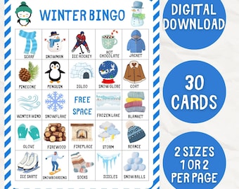 Printable Winter Bingo, 20 Winter Bingo Cards, Winter Activity for Kids ...