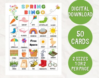30 Spring Bingo Cards Printable Game, Spring Bingo Kids Classroom ...
