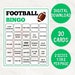 Football Bingo, 30 Football Bingo Cards, Football Activity, Kid's ...