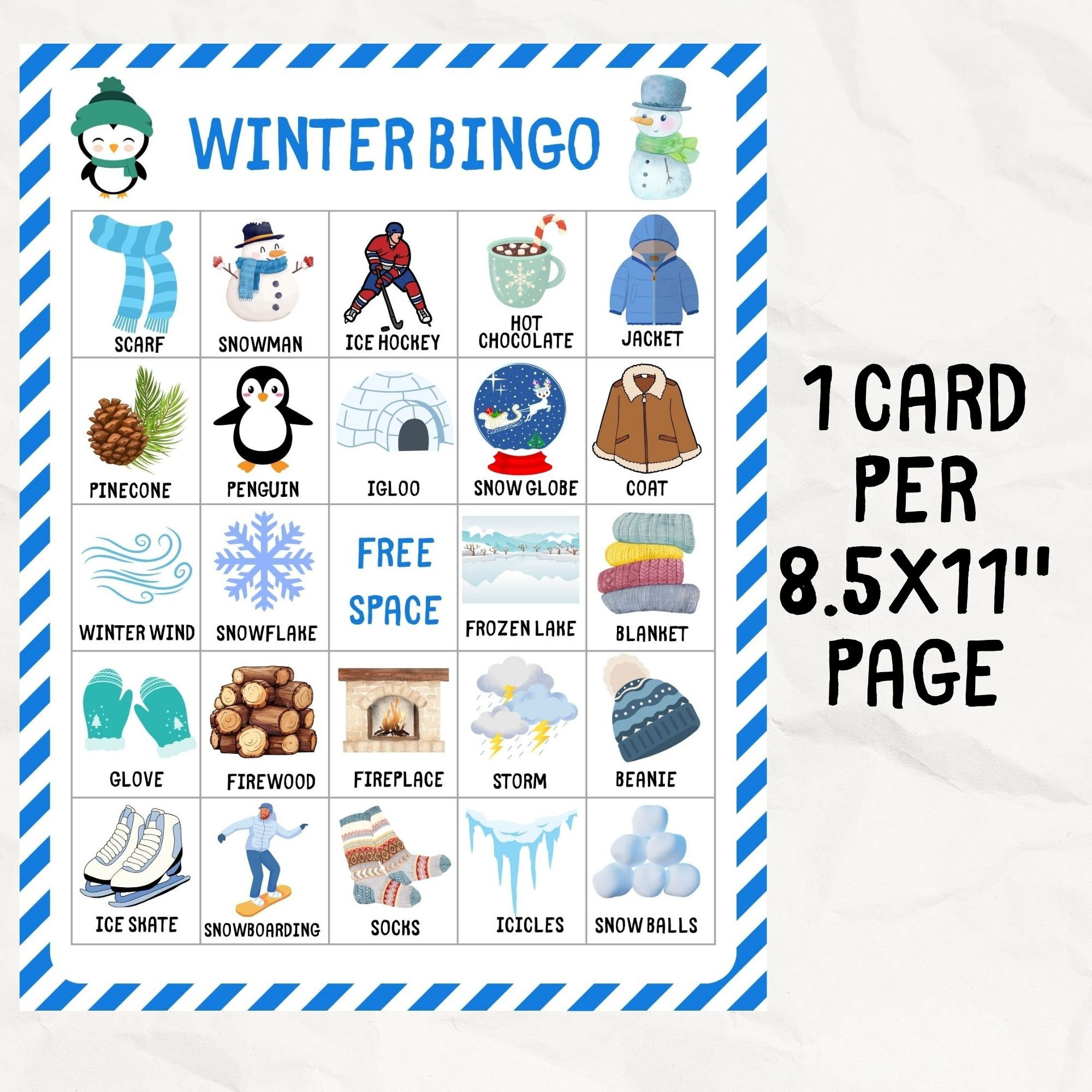 Winter Bingo, 30 Winter Bingo Cards, Winter Activity for Kids, Winter ...