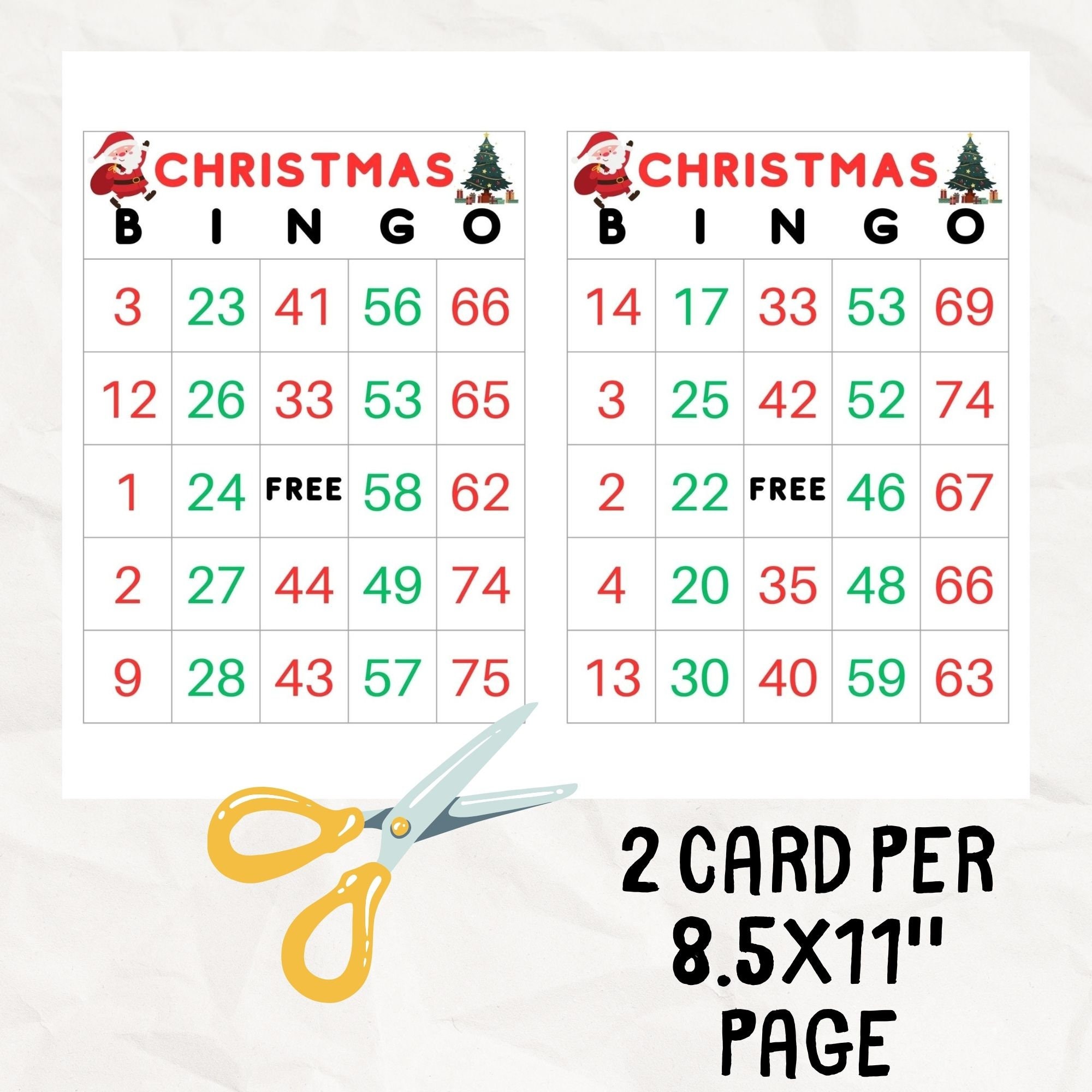 Christmas Bingo, 300 Christmas Bingo Cards, 1-2 or 4 per Page ...