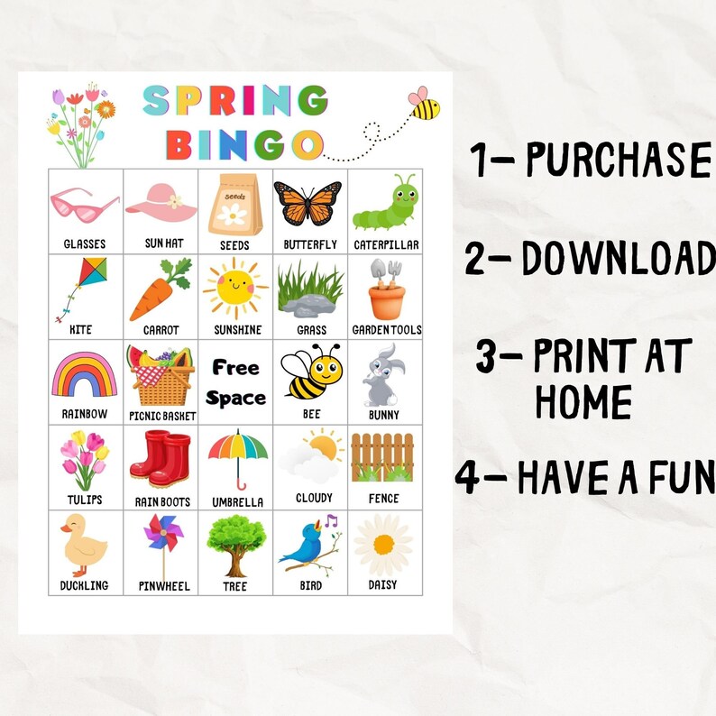 50 Spring Bingo Cards, Printable Spring Bingo Game, Bingo Spring ...